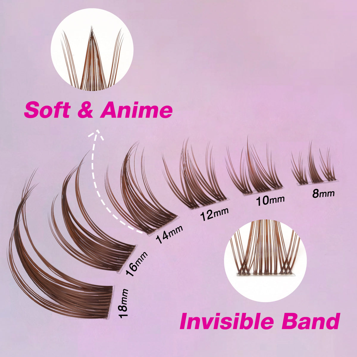 VeyesBeauty Manga Brown Cluster Lashes | Soft Warm Anime Volume